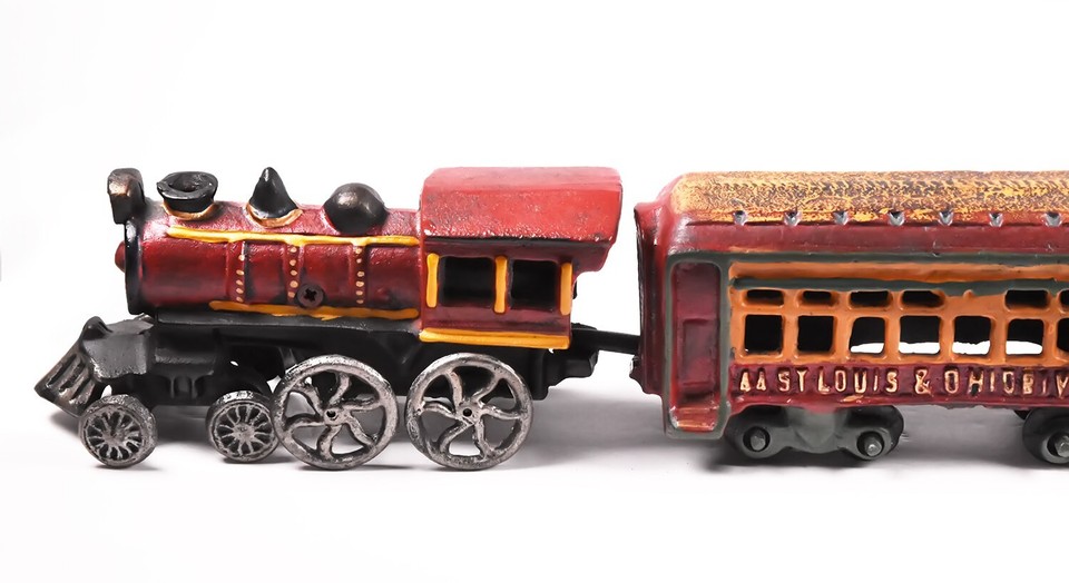 Vintage Cast Iron Toy Train, 44 St, St. Louis and Ohio River RR, Set of ...