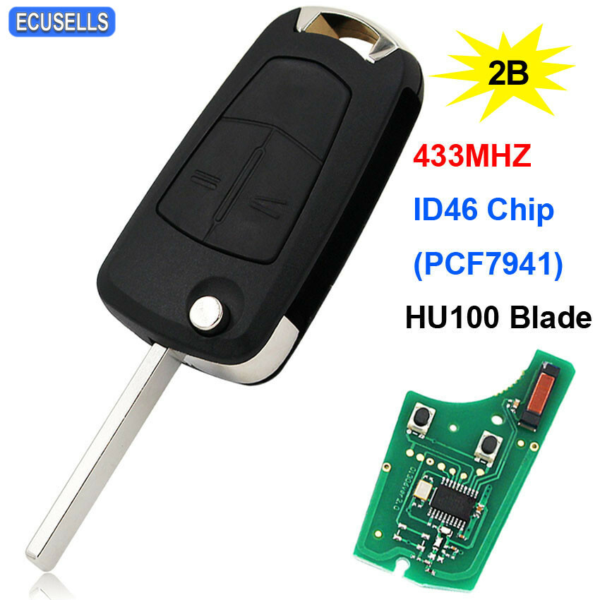 2 Button Remote Key 433Mhz ID46 PCF7941 Chip for Vauxhall Opel Astra H ...