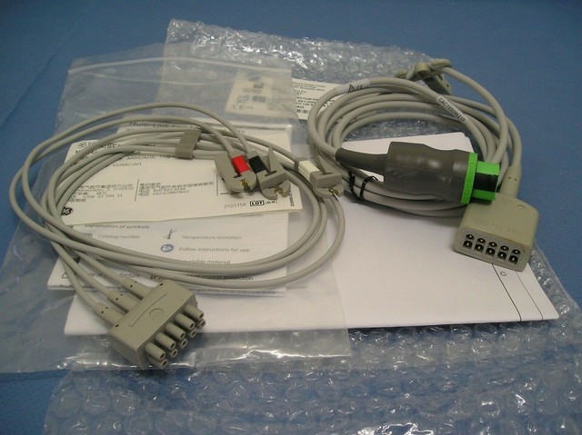 GE 15540aao Grey Connector MECG Cable W/ 3 Leadwire Set Corometrics 120 ...