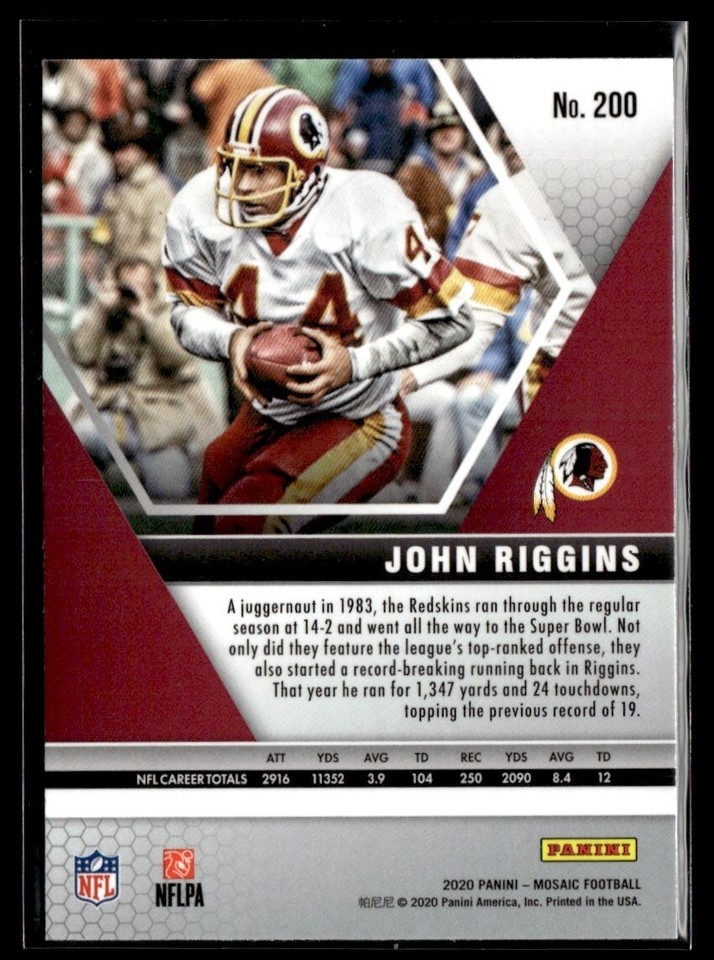 2020 Panini Mosaic John Riggins Washington Redskins #200 | eBay