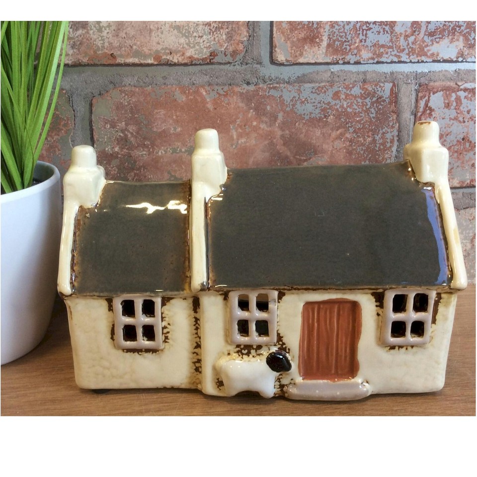Village Pottery Small Croft House with Slate Roof Tealight Holder ...