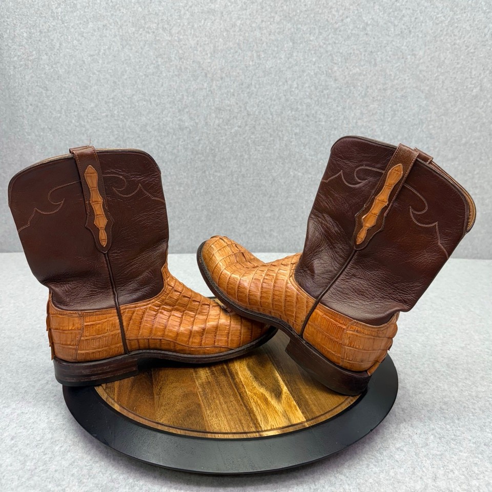 Black Jack Reverse Caiman Tail Boots Men's 9.5 EE Wide Cowboy Brown ...