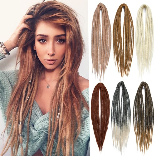 20" Thin 0.6cm Soft Double Ended Dreadlocks Synthetic Hair DE Dreads ...