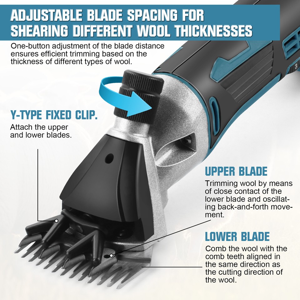 Cordless Electric Professional Sheep Shears 500W Sheep Clippers with 2 ...
