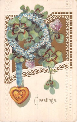 Pretty Clover & Forget-Me-Nots on 1913 Greetings Postcard - Series 106 ...
