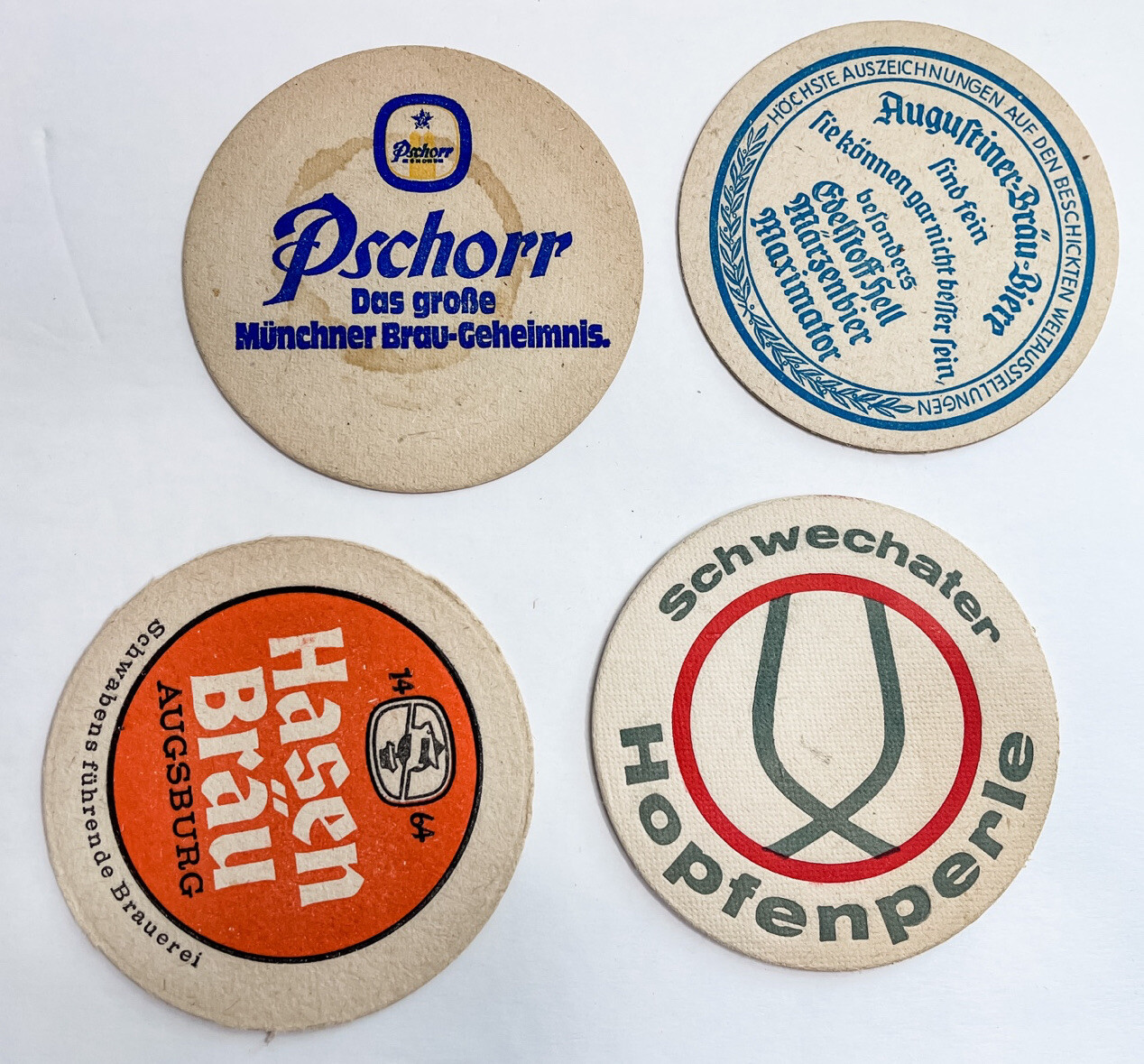 German Beer Coasters (Lot of 4), German Beers Pschorr Haden Brau ...
