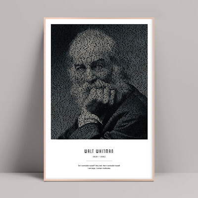 Walt Whitman - Minimalist Poster, Leaves of Grass, Song of Myself, O Me ...