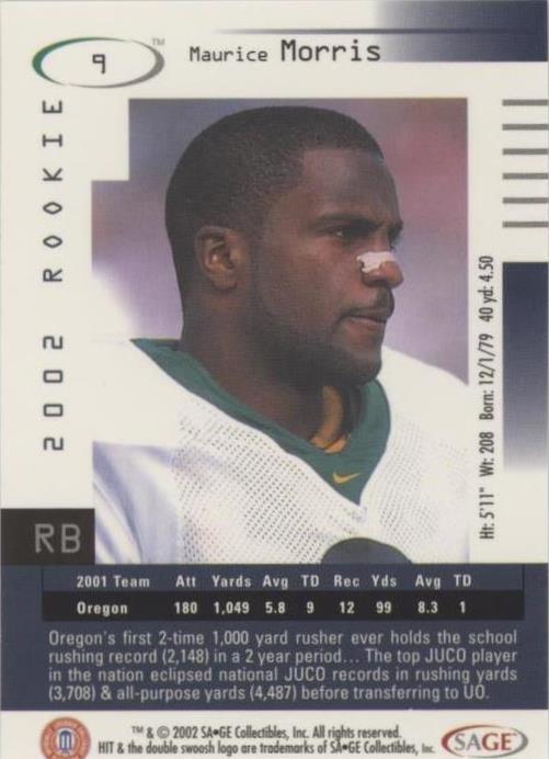 2002 SAGE Hit Maurice Morris #9 for sale | eBay