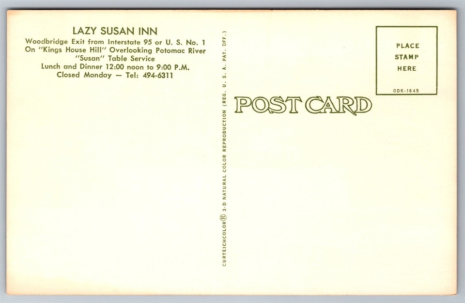Postcard Lazy Susan Inn, Woodbridge VA A26 | eBay