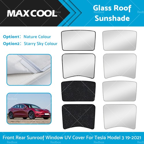 For Tesla Model 3 Glass Roof Sunshade Front Rear Sunroof Window UV ...