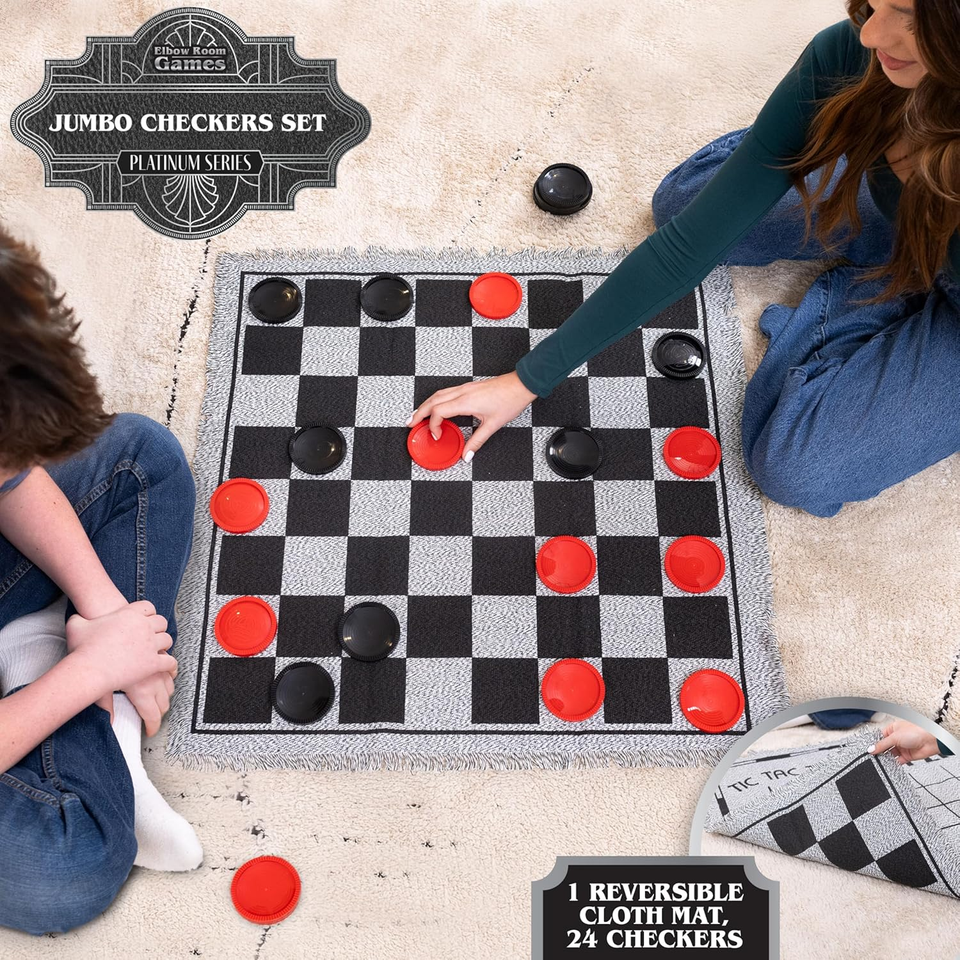 Jumbo Checkers – Extra‑Large Outdoor Board Game with Bonus Tic Tac Toe ...