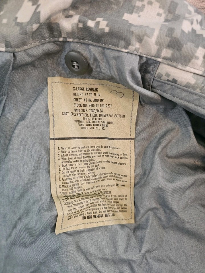 USGI M65 COLD WEATHER JACKET SIZE EXTRA LARGE REGULAR XLR | eBay