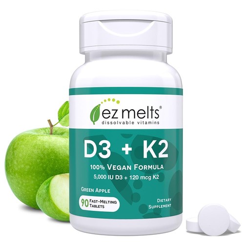 EZ Melts Dissolvable Vitamin D3 K2 5,000 IU, Bone & Joint Support ...