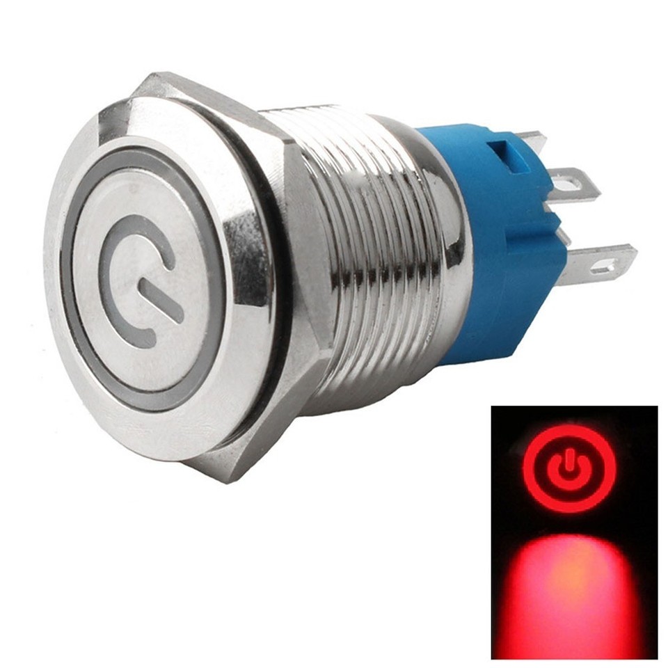 19mm IP66 Push Button Switch with LED Light Compact for Tight Spaces 12 ...