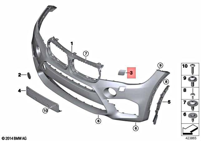 Genuine BMW X5 M X6 F85 F86 SAC Headlight Washer System Cover Left ...