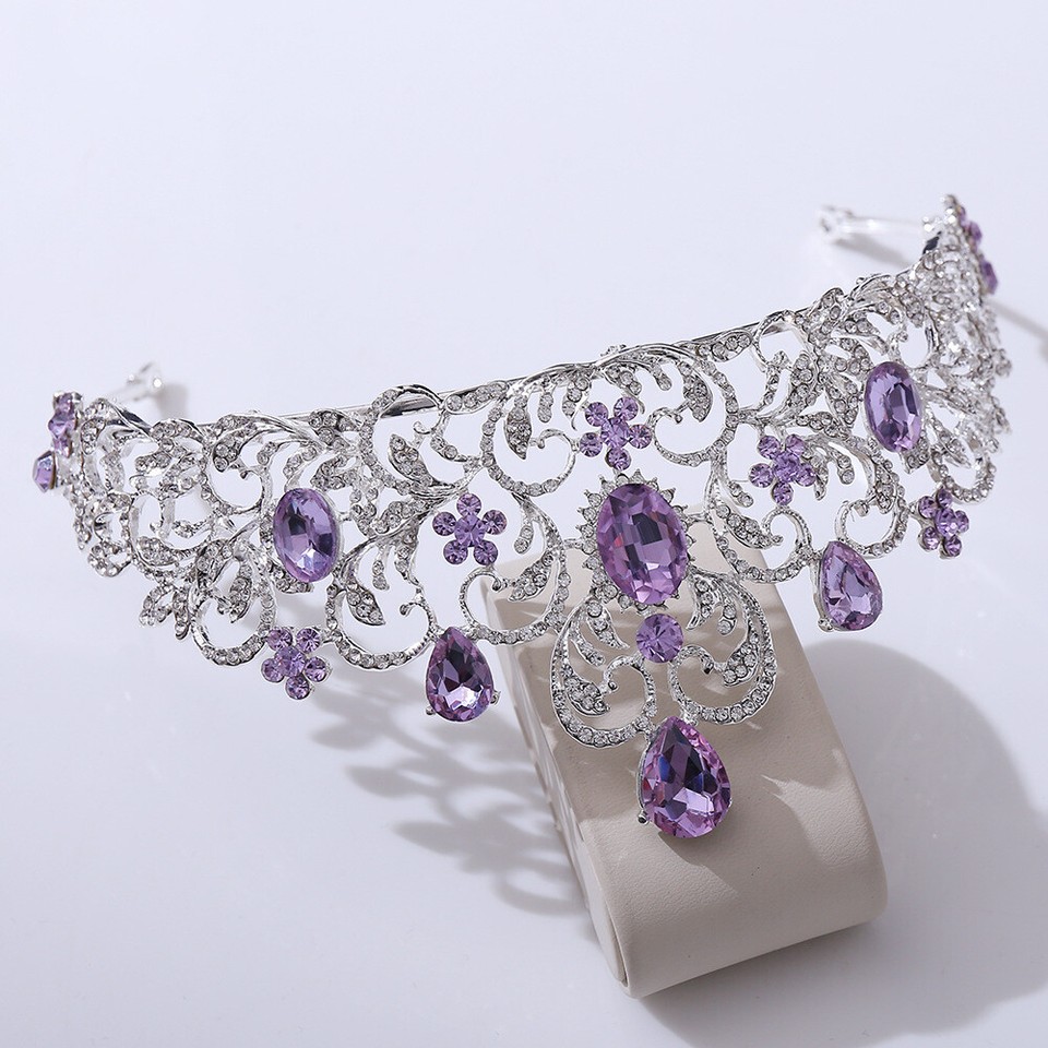 Light Purple Crystal Queen Princess Wedding Tiara Crown 11 Styles For ...