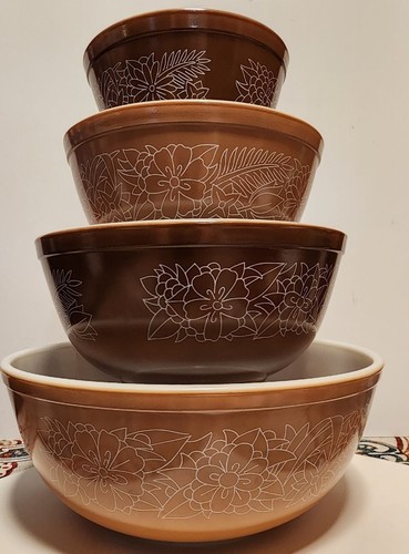 Pyrex Woodland Nesting Mixing Vintage Bowls Set of 4 - 401, 402, 403 ...