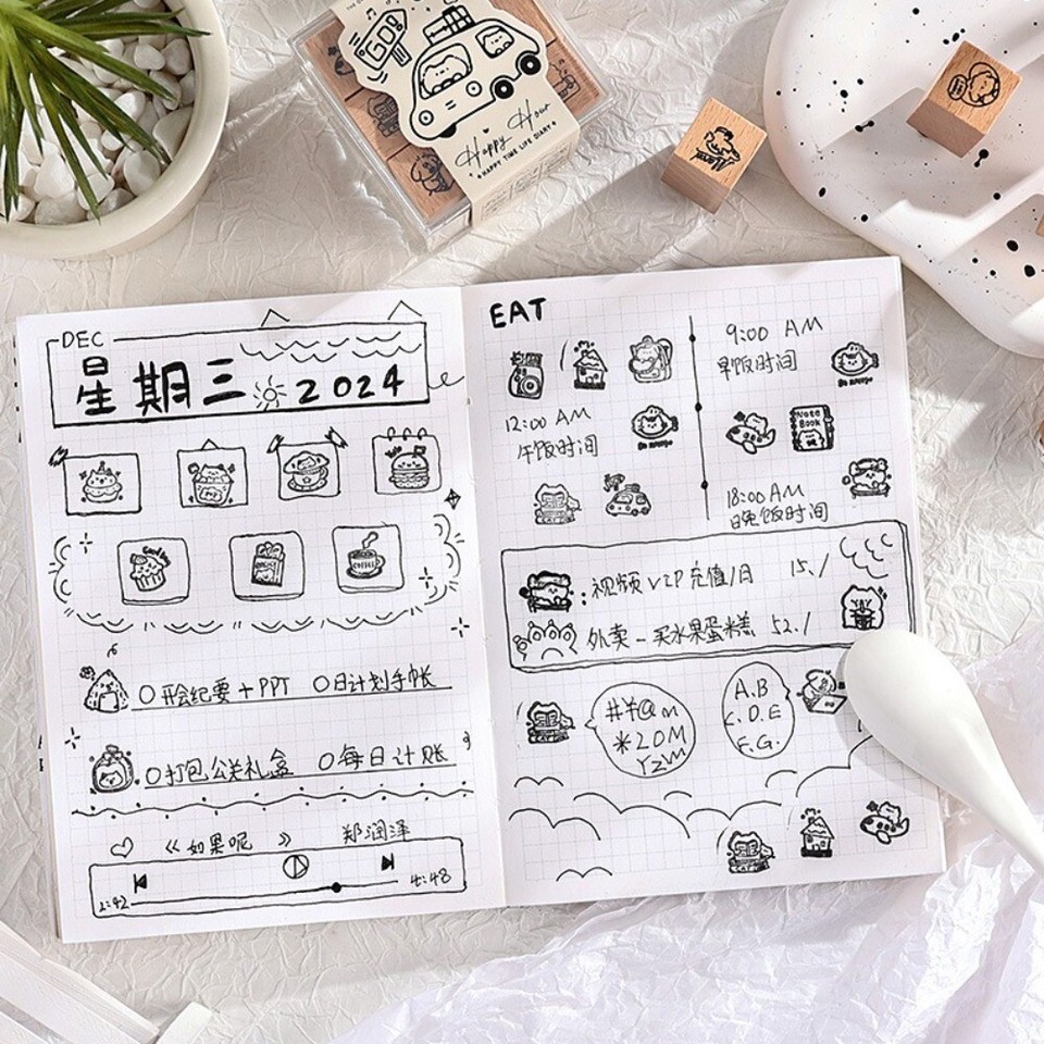 9pcs Set Cute Rubber Stamps DIY Carved Stamps for Scrapbooking Collage ...