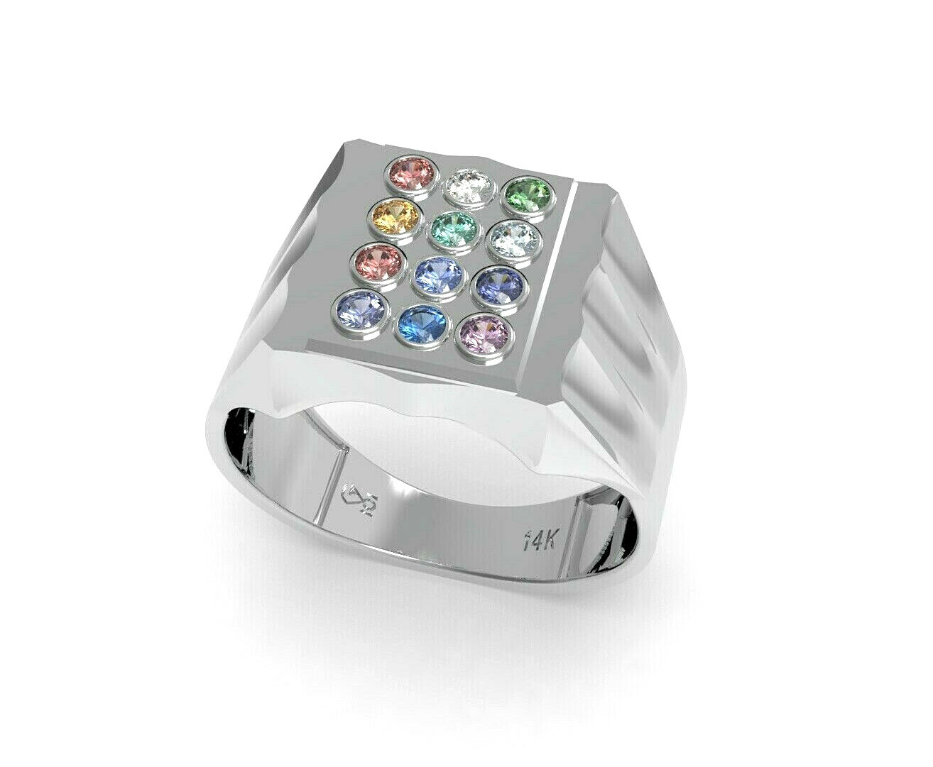 Gold Hoshen Stones Ring 12 Natural Gemstones 14K Breastplate Ring ...