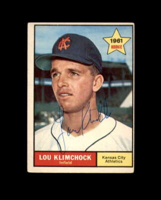 Lou Klimchock Hand Signed 1961 Topps Rookie Kansas City Athletics ...