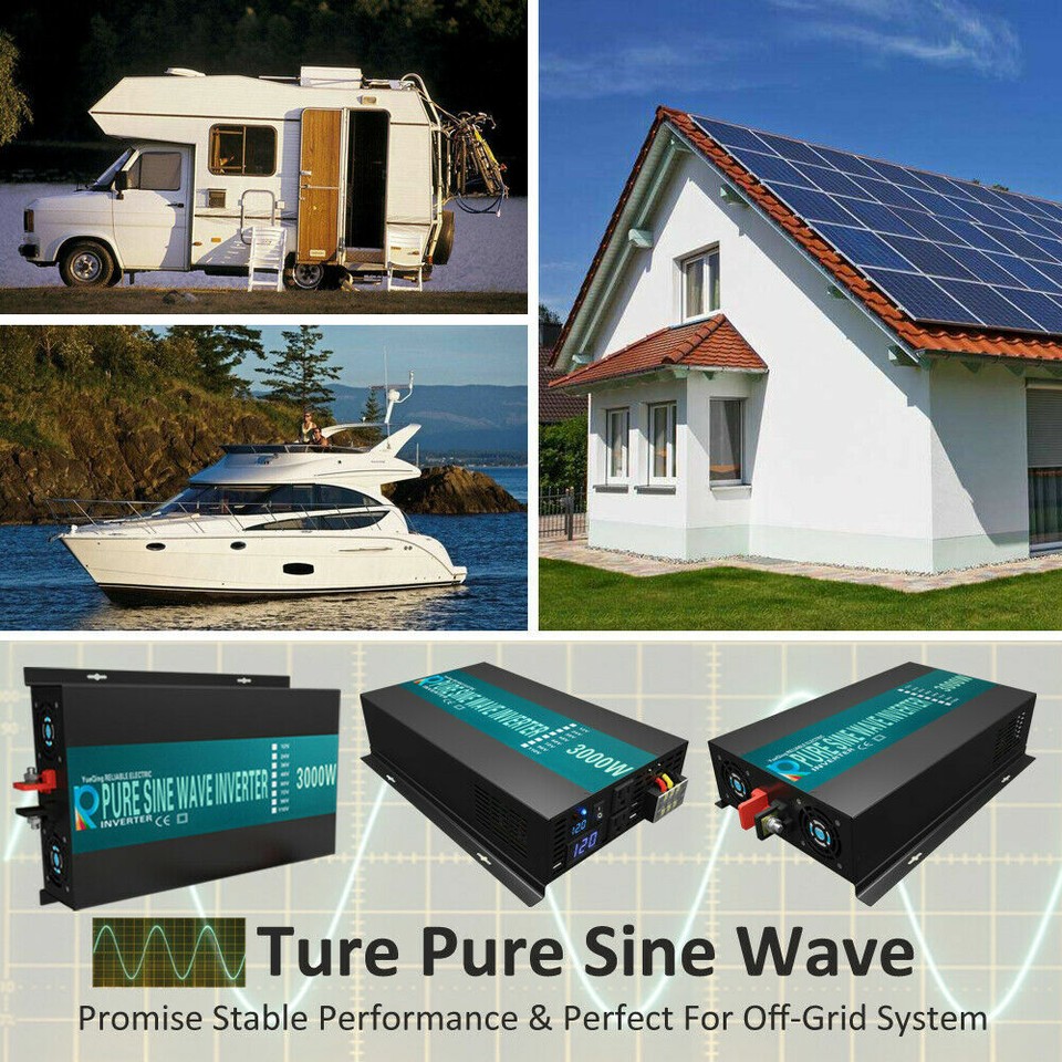 3500W Pure Sine Wave Power Inverter 36VDC to 110/220VAC RV/Car/Home ...