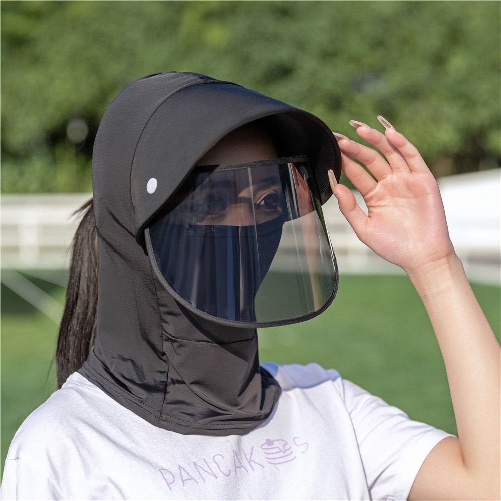 Adjustable Beach Cap Wide Brim Face Cover Sunscreen Hat Women Summer ...