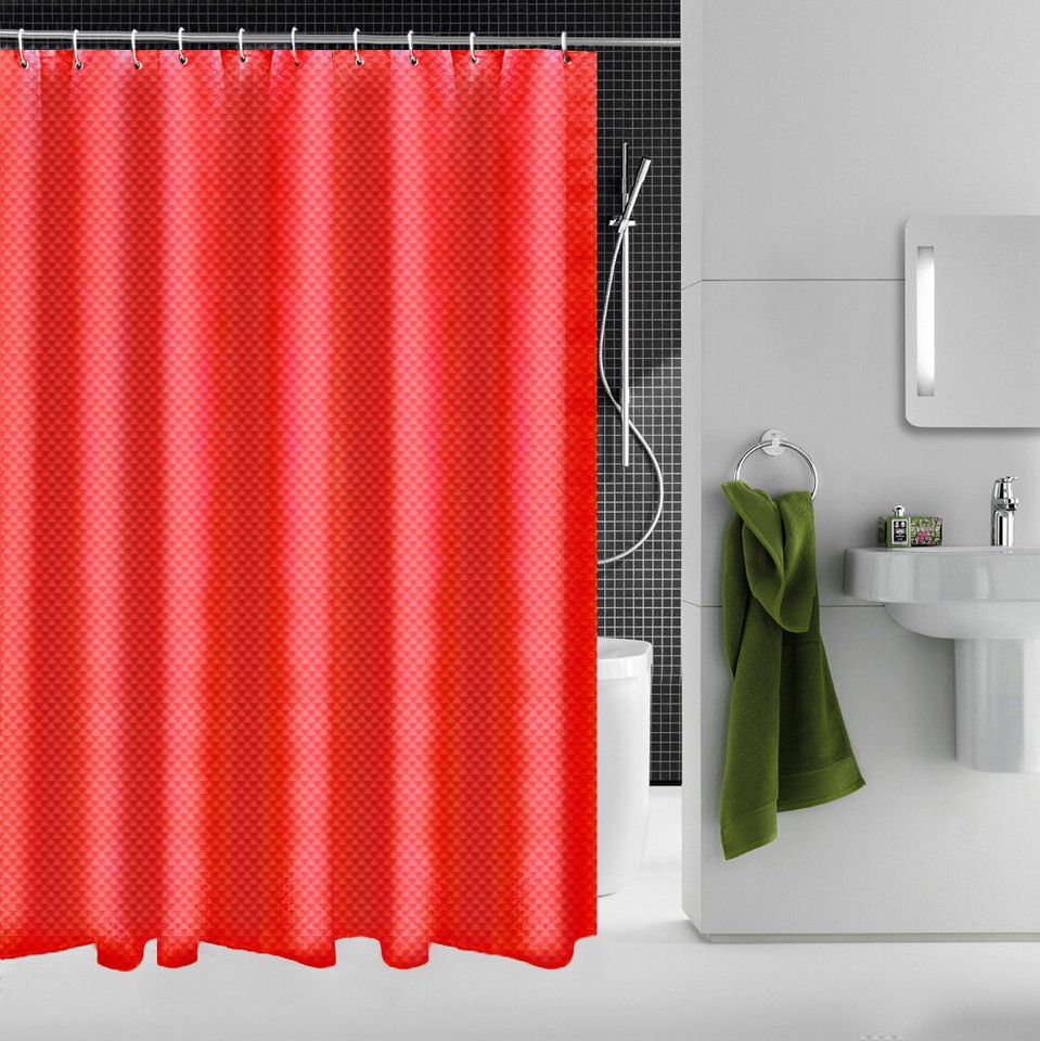 Waterproof Polyester Fabric Bathroom Shower Curtain & Ring Hooks 180 x ...
