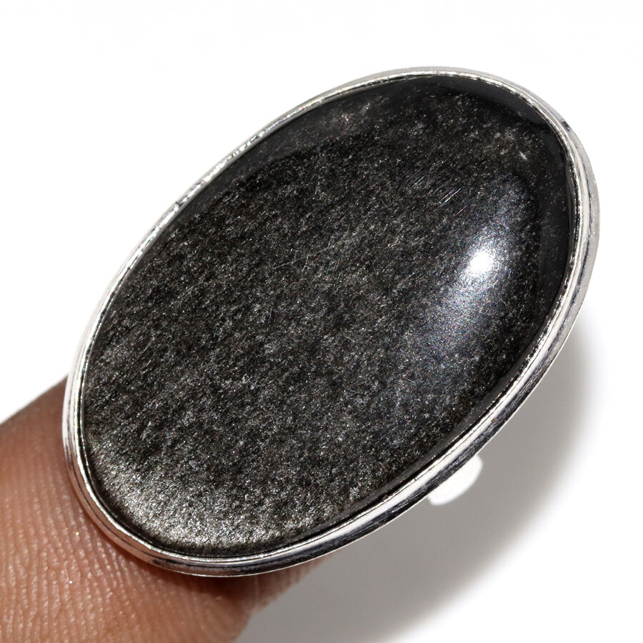 Silver Obsidian 925 Silver Plated Gemstone Ring US 8 Birthday Gift GW ...
