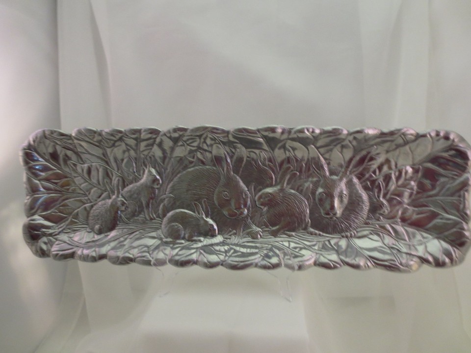 ARTHUR COURT Rabbit Oblong Bread Sandwich Serving Tray 19" Aluminum ...
