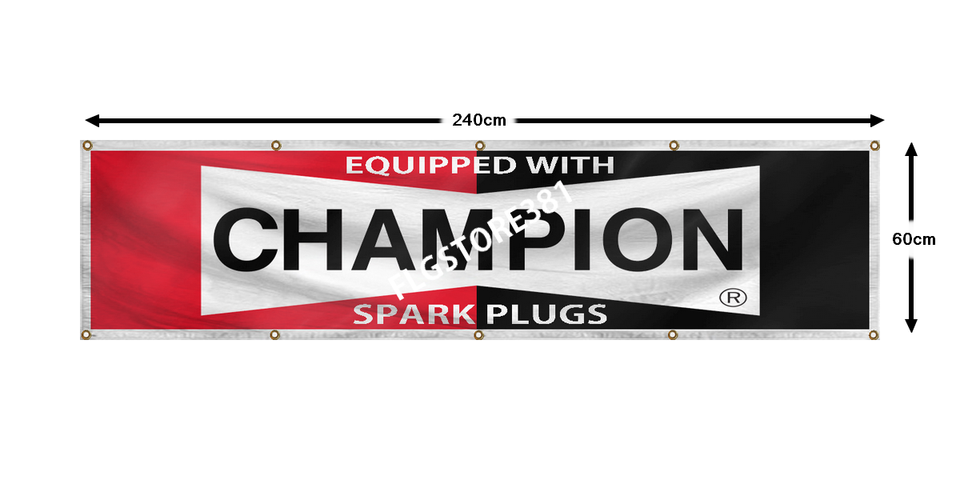 Champion Spark Plugs Flag Banner 2X8ft Garage Shop Man Cave Large ...