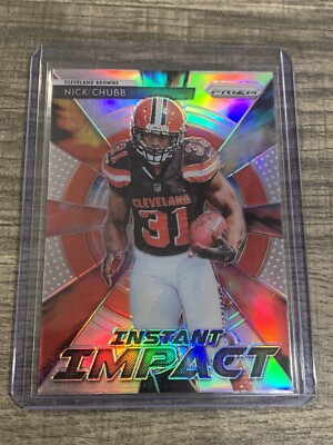 Nick Chubb 2018 Panini Prizm INSTANT IMPACT SILVER PRIZM ROOKIE CARD RC ...
