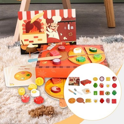 Pizza Party Toy Play Set Versatile Interactive Pretend Food Wooden ...