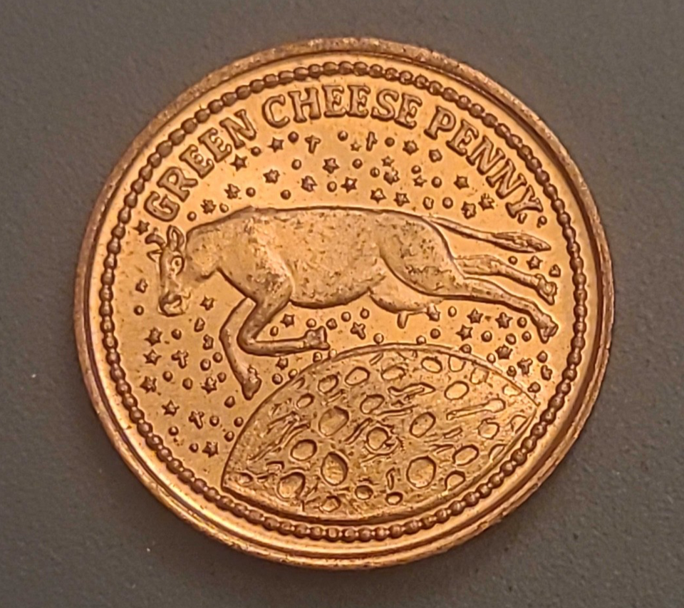 RARE Moon Money $ Green Cheese Penny Token - Cow Jumping Over Moon ...