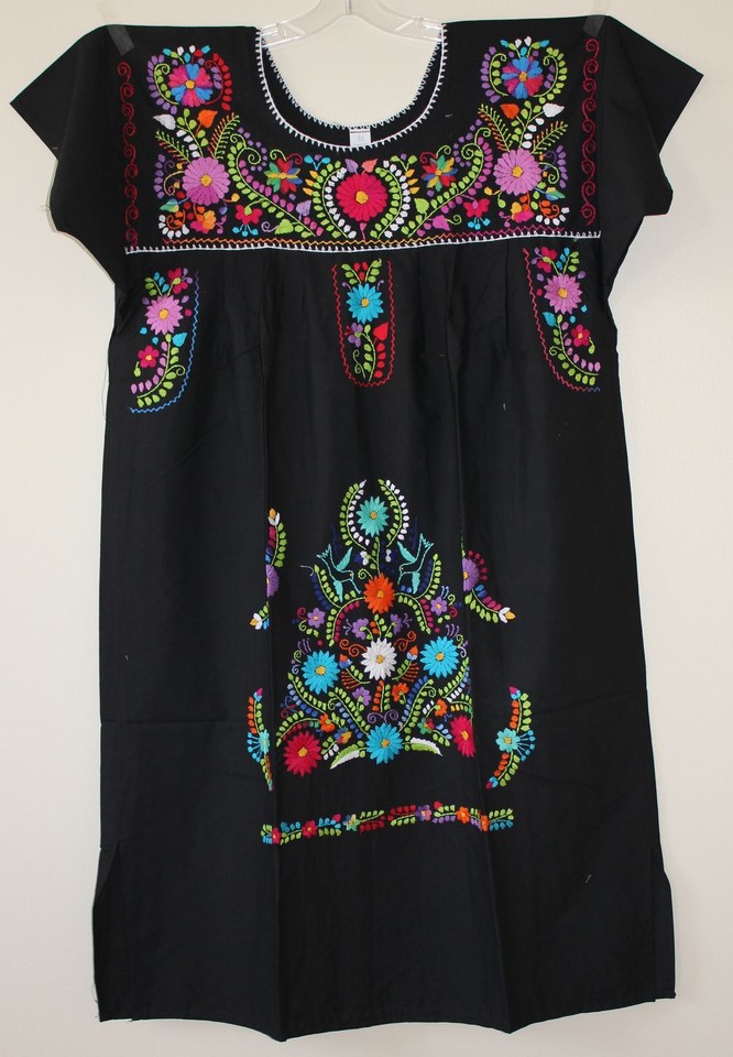 Plus Size Mexican DRESS Peasant Smock Embroidered 2X 3X Vintage Style ...