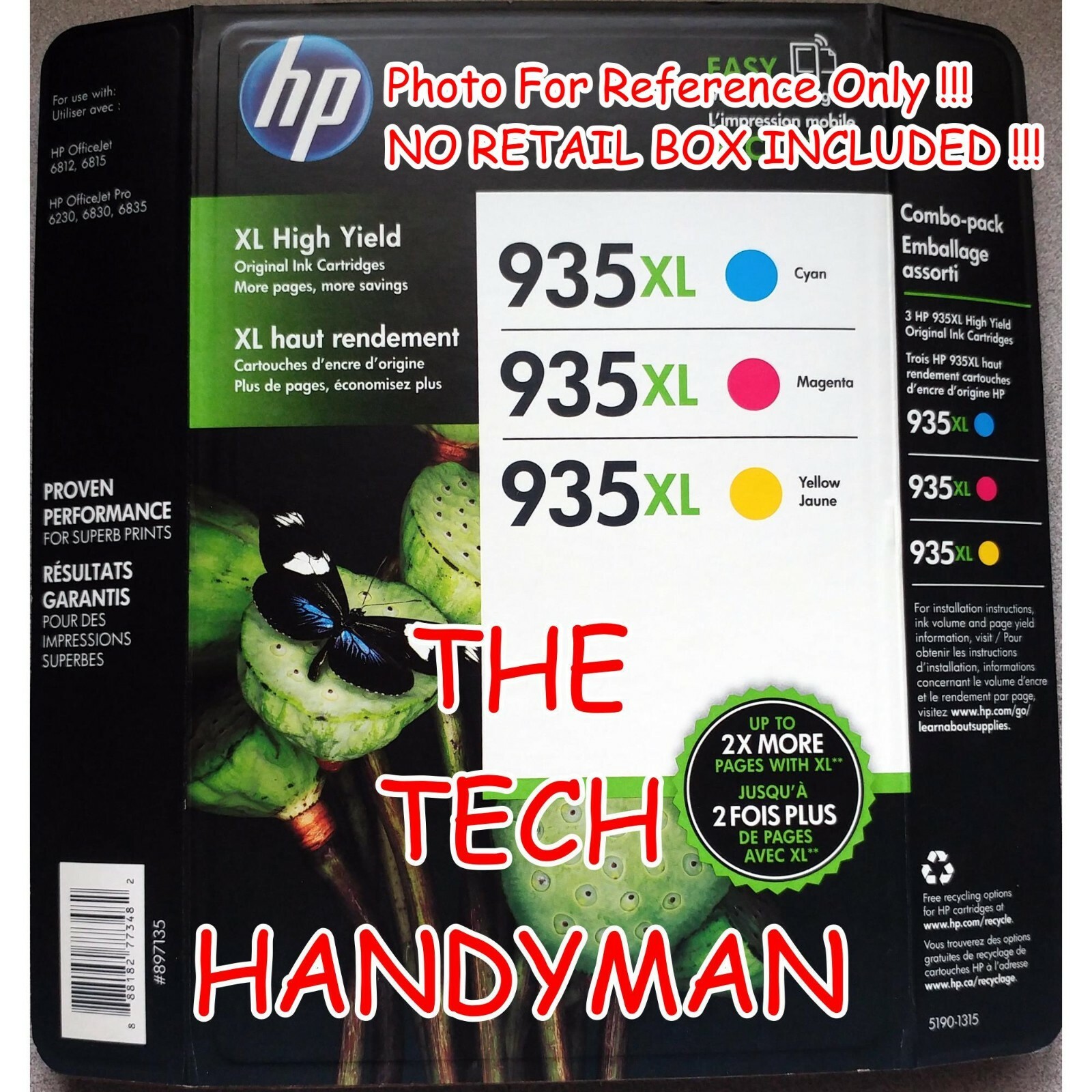 3-PACK HP GENUINE 935XL COLOR INK (NO RETAIL BOX) OFFICEJET 6815 6820 ...