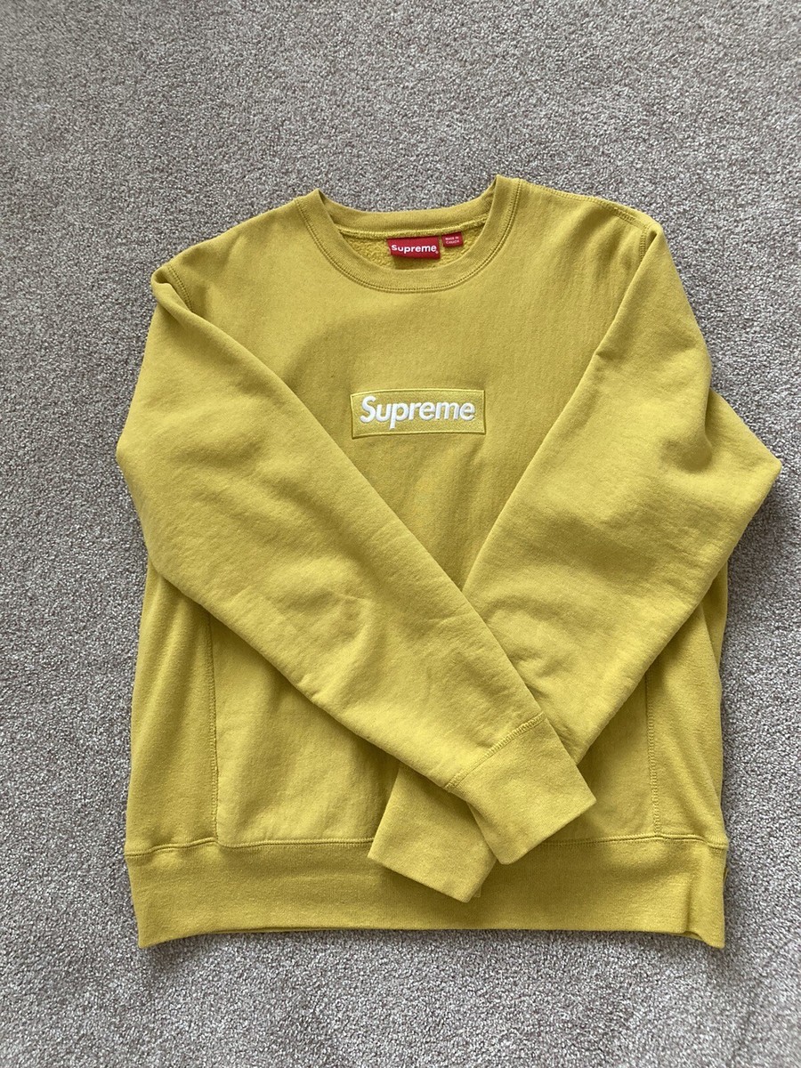 Supreme Box Logo Crewneck Mustard Size Medium FW18 | eBay Supreme Box Logo Crewneck Mustard Size Medium FW18 | eBay