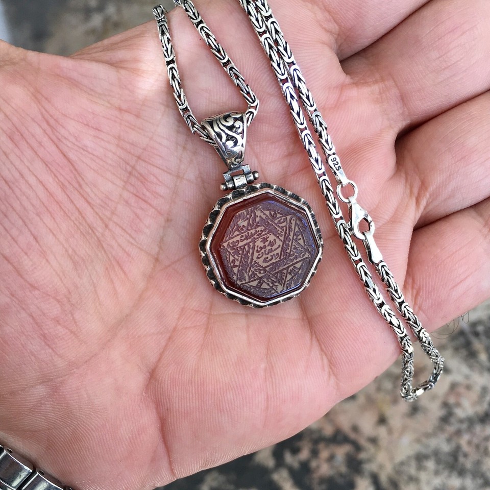 Seal of Solomon Talisman Pendant Handmade engraved Agate Silver 925 ...