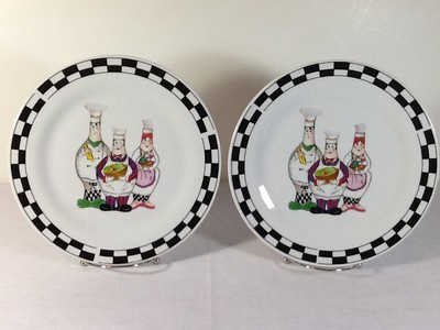 Chef Trisa 10" Dinner Plate Stoneware Discontinued 3 Chubby Chefs Black ...