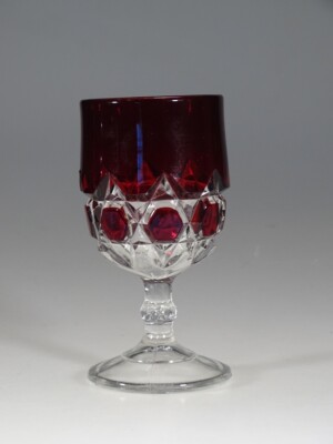 EAPG Doyle US Glass Model Flint Crystal Ruby Flashed Red Block Goblet c ...