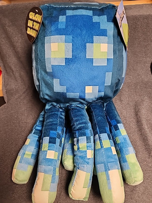 MINECRAFT Earth Glow Octopus Squid 19” Pillow Glow In The Dark Plush ...