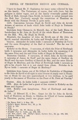 NEVILL OF THORNTON BRIDGE AND CUNDALL. AN ORIGINAL ARTICLE FROM THE ...