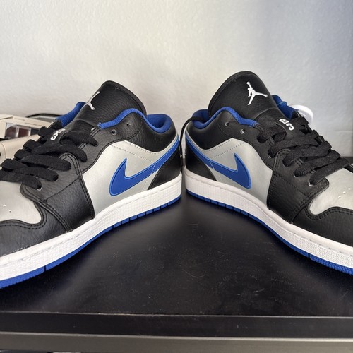 Nike Air Jordan 1 Low Black Game Royal Metallic Platinum White 553558 ...
