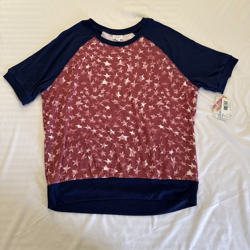Lularoe Jane Short Sleeve Sweater Top Size XL Red White Blue New With ...