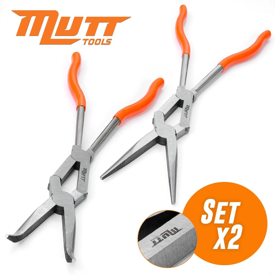 2pc Double Jointed Pliers Set – 13" Long Needle Nose Pliers and 45 ...