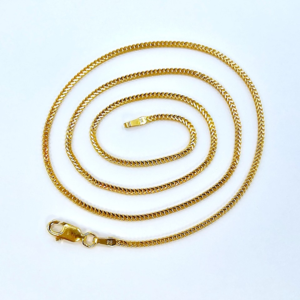Genuine 22K Solid Yellow Gold Franco Chain Necklace 17.9 in 1.58mm ...