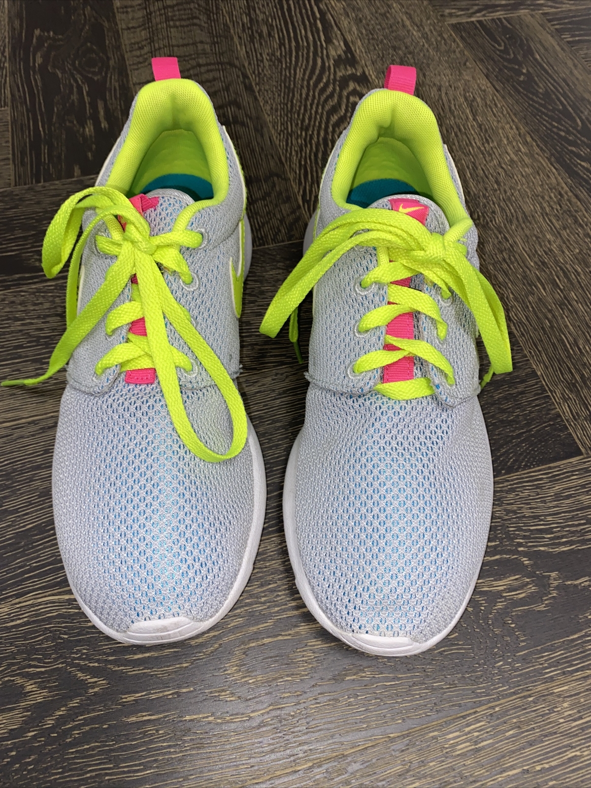 Nike Roche Sneakers Gray Neon Yellow Kids Size 5.5, W… - Gem