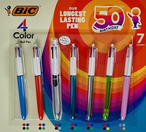 BiC 4-Color Ball Pens Fun Colorful Long-Lasting Ink, 7 Count ...