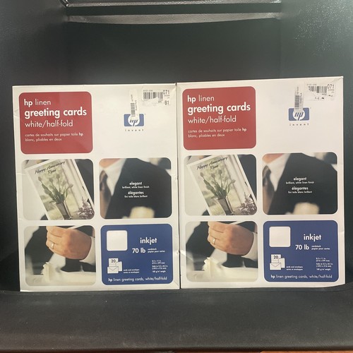 HP Linen Greeting Cards White Half-fold Inkjet Cards Envelopes 2 Boxes ...