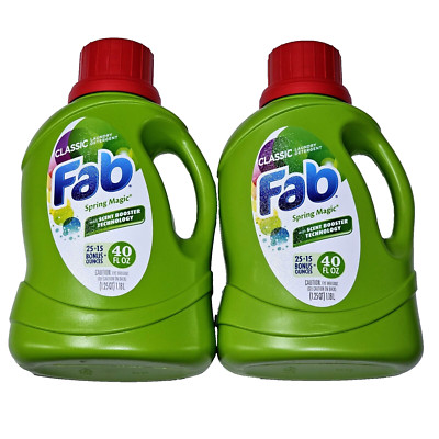 2 Pack Fab Spring Magic Classic Laundry Detergent With Scent Booster ...
