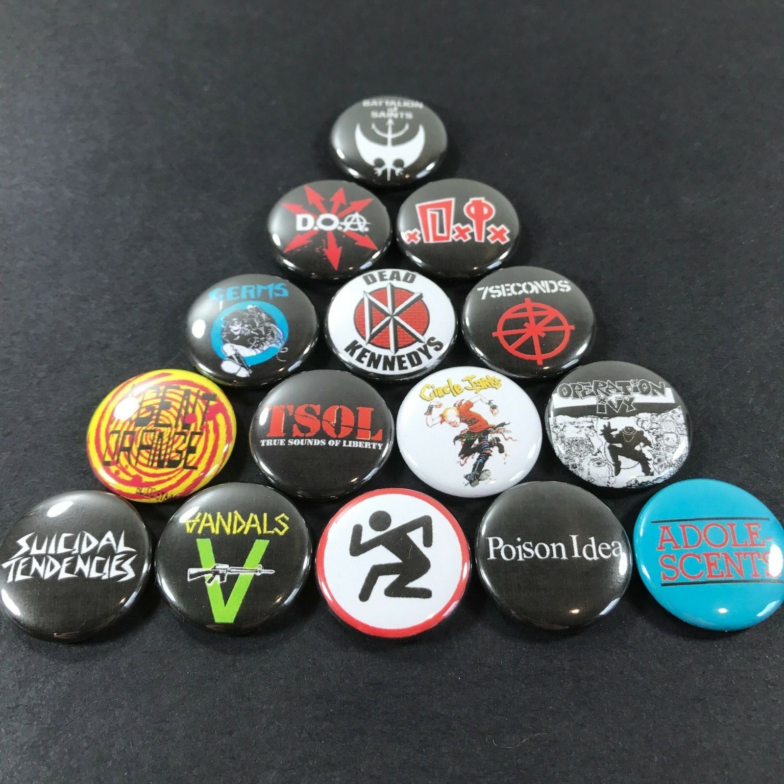Punk Hardcore 1" Pin Button Set TSOL DRI Adolescents Circle Jerks Dead ...